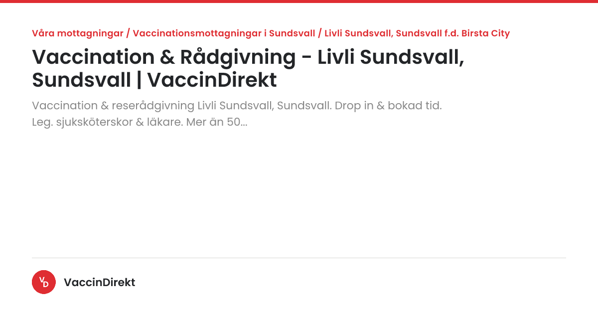 Vaccination & Rådgivning - Livli Sundsvall, Sundsvall | VaccinDirekt